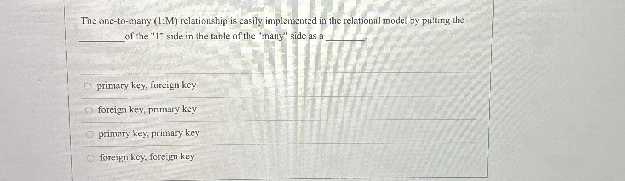 Solved The one-to-many (1:M) ﻿relationship is easily | Chegg.com