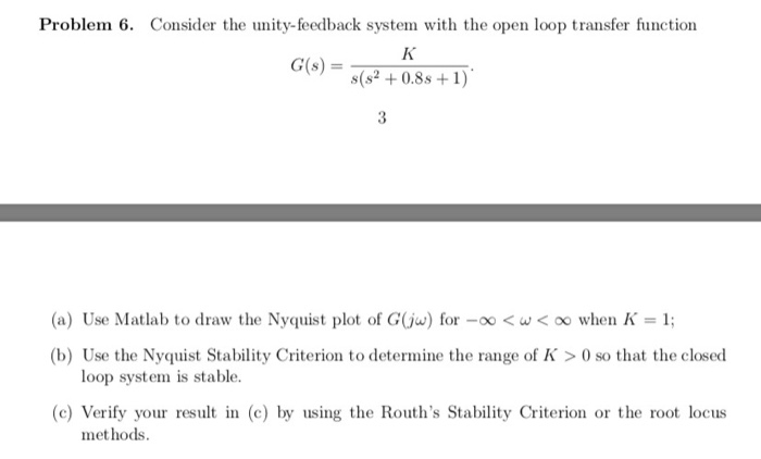 Solved Problem 6 Consider The Unity Feedback System With 