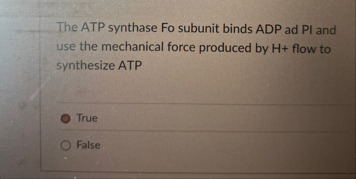 Solved The ATP synthase Fo subunit binds ADP ad PI and use | Chegg.com