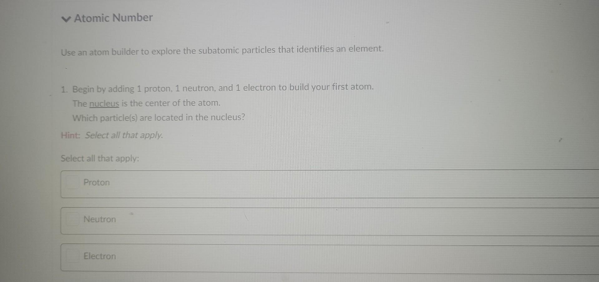 Solved Use an atom builder to explore the subatomic | Chegg.com