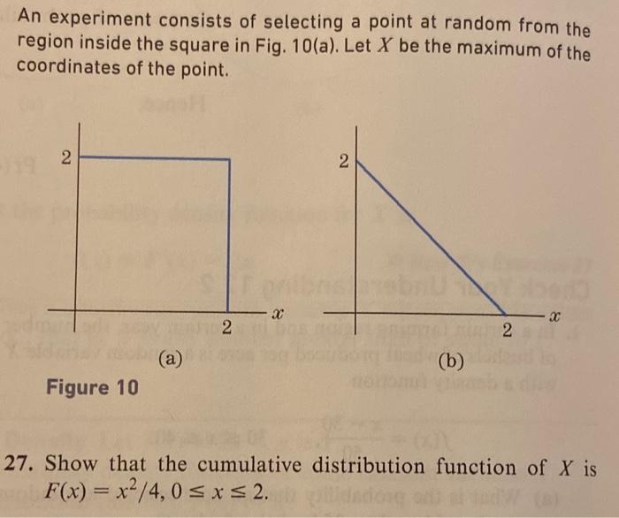 Solved An experiment consists of selecting a point at random | Chegg.com