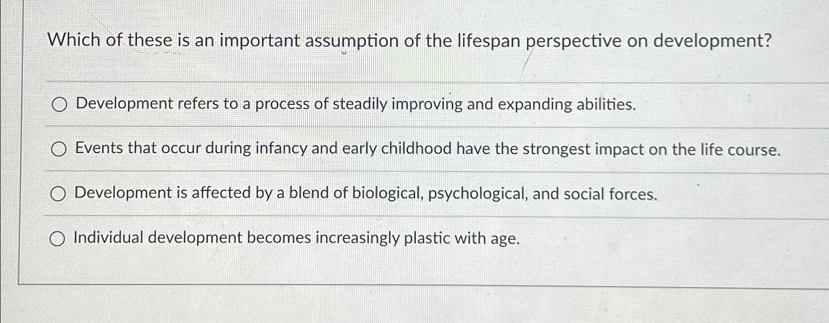 Solved Which of these is an important assumption of the | Chegg.com