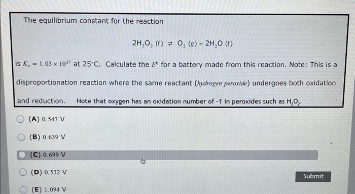 Solved The equilibrium constant for the reaction is K. = | Chegg.com