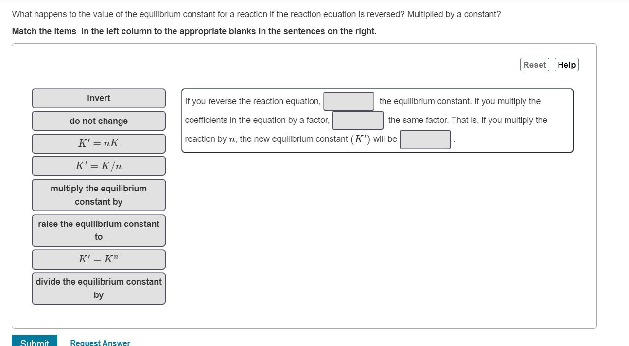 Solved What happens to the value of the equilibrium constant | Chegg.com