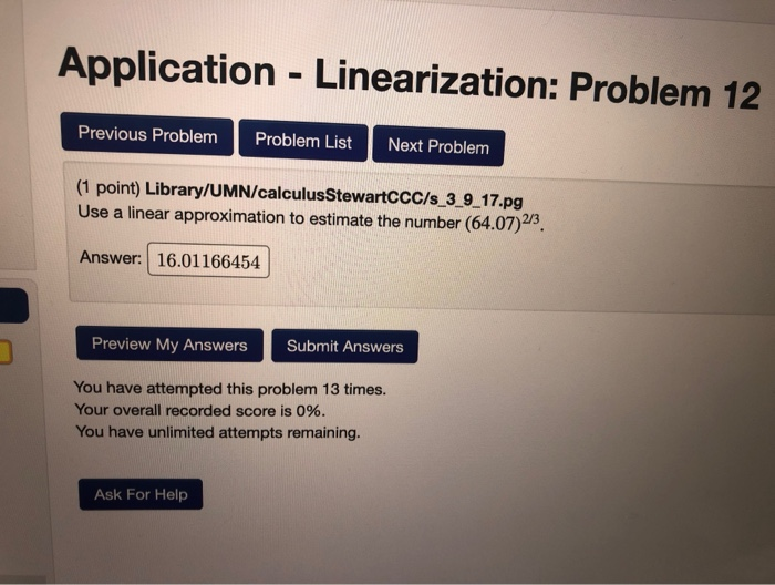 Solved Application - Linearization: Problem 12 Previous | Chegg.com