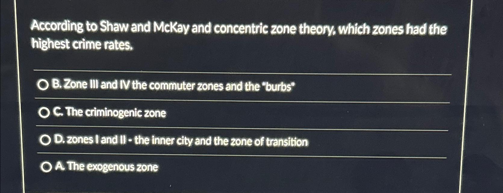 Solved According to Shaw and McKay and concentric zone | Chegg.com
