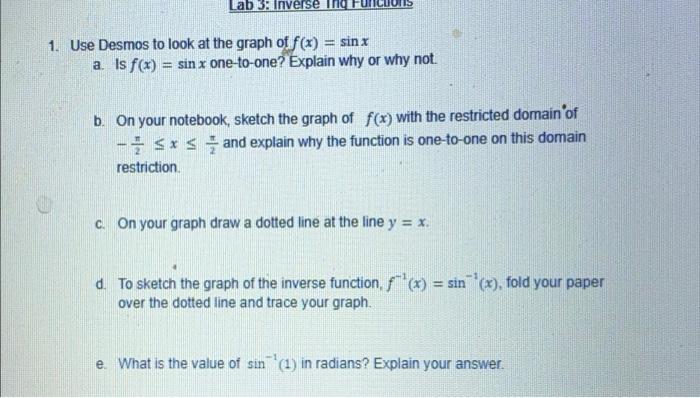 Solved Lab 3: Inverse ing 1. Use Desmos to look at the graph | Chegg.com