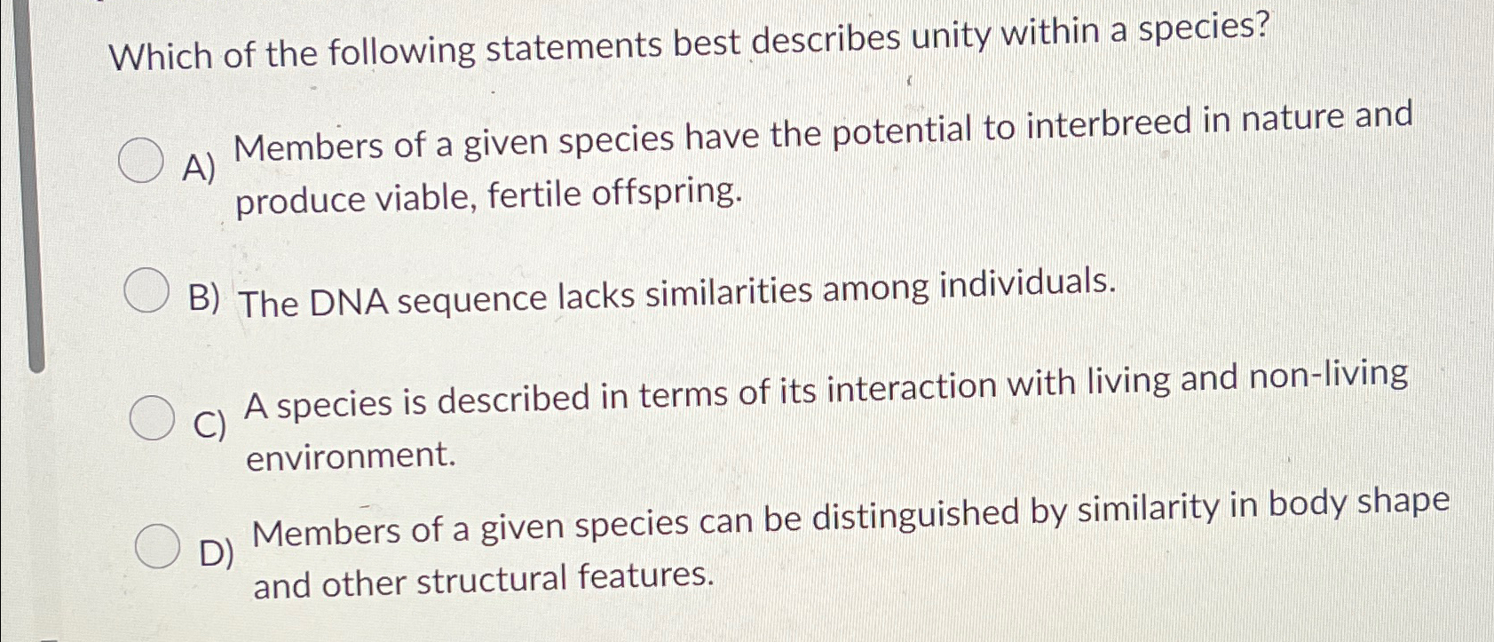 Solved Which of the following statements best describes | Chegg.com