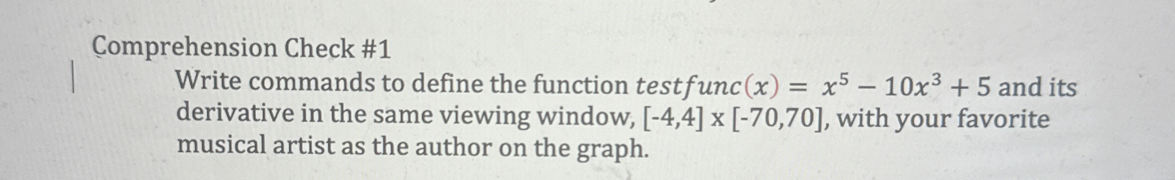 Solved Comprehension Check #1Write commands to define the | Chegg.com