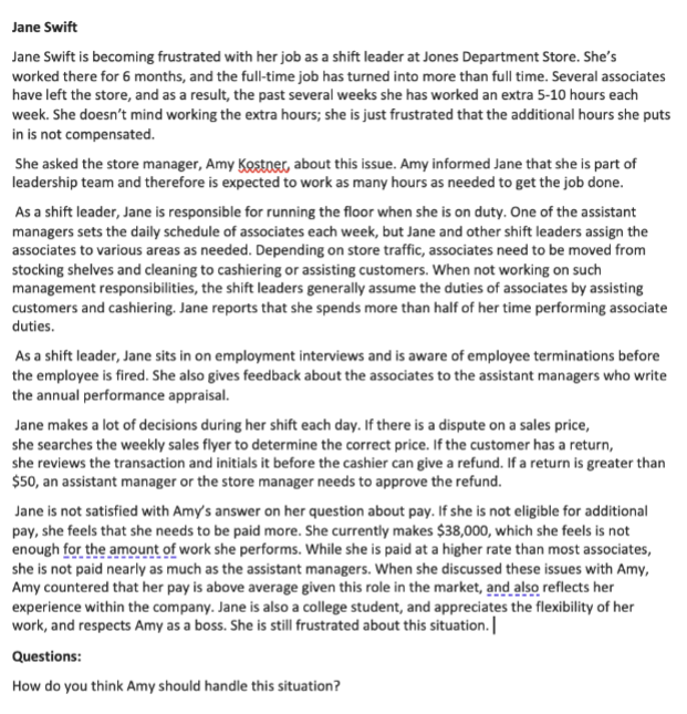 Solved Jane SwiftJane Swift is becoming frustrated with her | Chegg.com