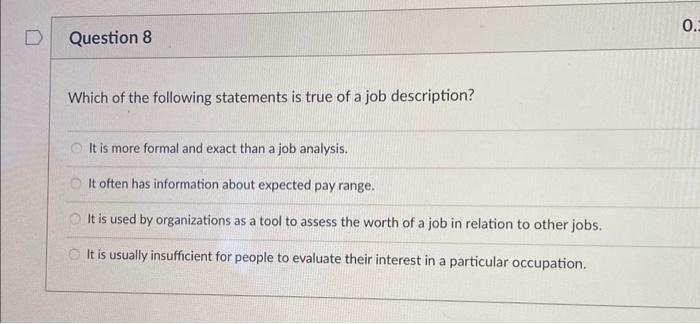 Solved Which of the following statements is true of a job | Chegg.com