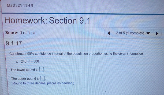 Solved Math 21 TTH9 Homework: Section 9.1 Score: 0 of 1 pt 2 | Chegg.com