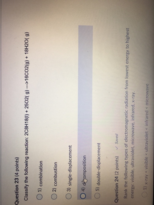 Solved Question 23 (4 points) Classify the following | Chegg.com