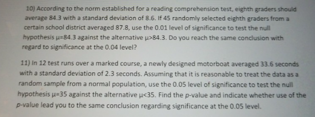 Solved 10) According to the norm established for a reading | Chegg.com