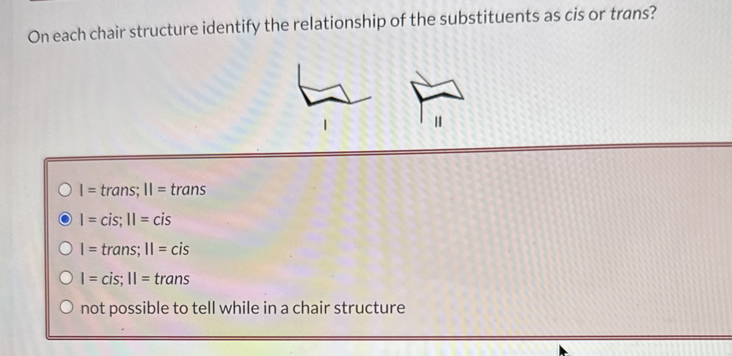 On each chair structure identify the relationship of | Chegg.com