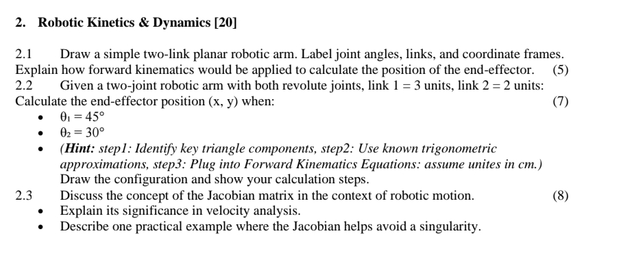 Solved Robotic Kinetics & Dynamics [20]2.1 ﻿Draw a simple | Chegg.com