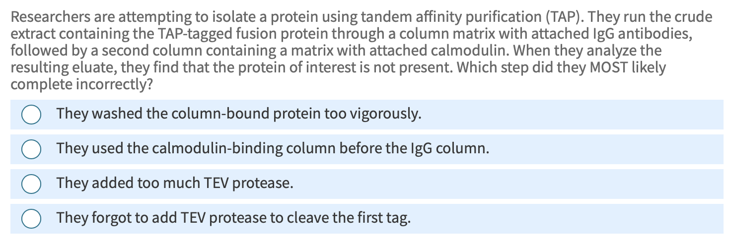Solved Researchers are attempting to isolate a protein using | Chegg.com