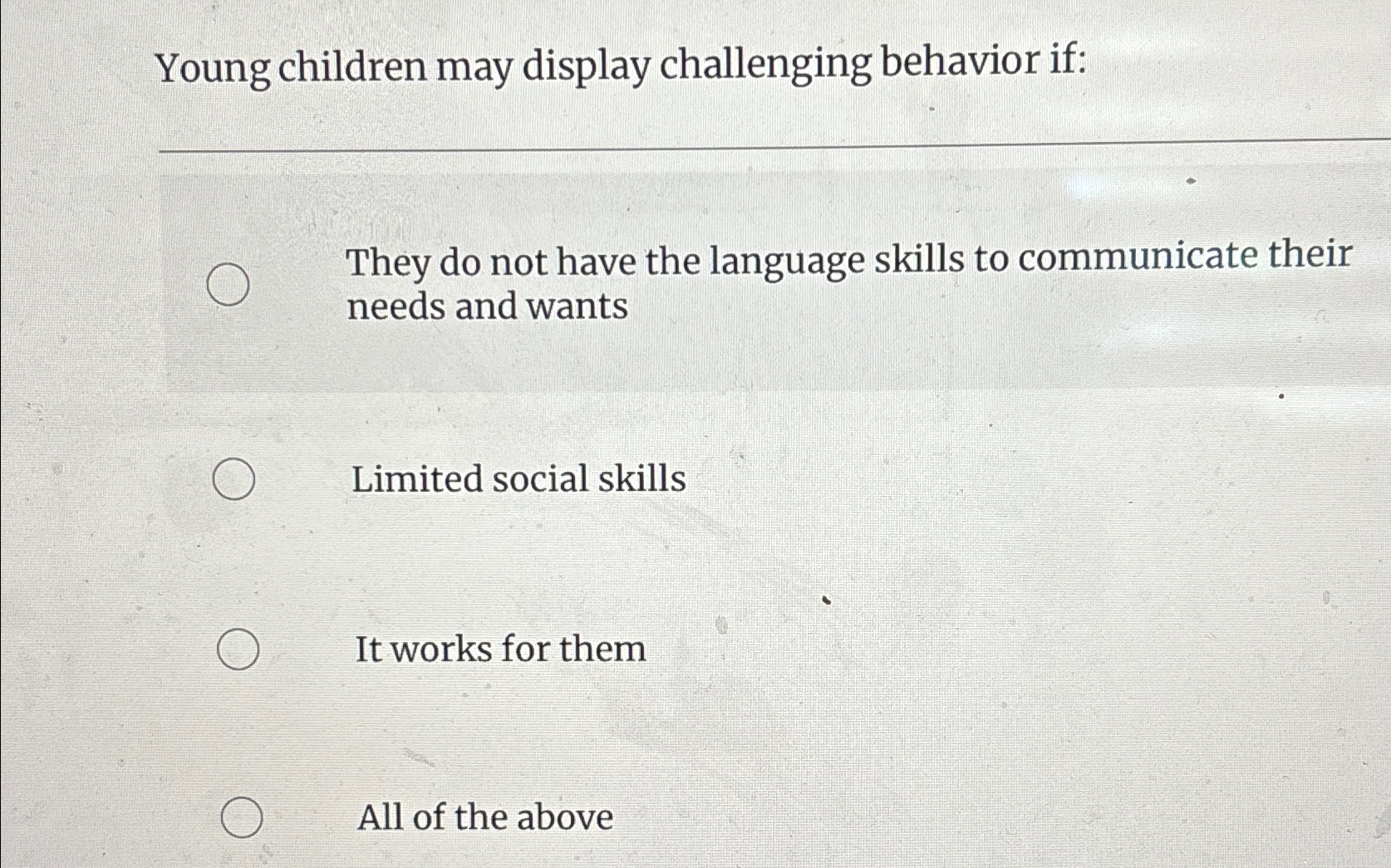 Solved Young children may display challenging behavior | Chegg.com