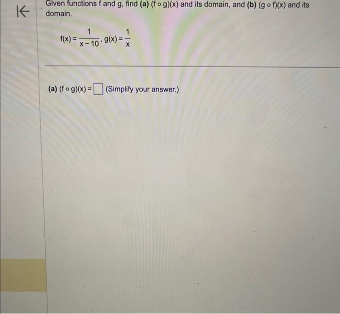 Solved Given functions f and g, find (a)(f∘g)(x) and its | Chegg.com