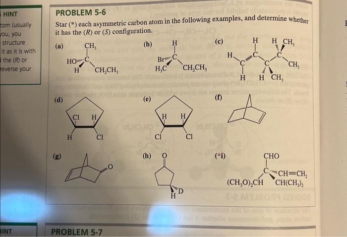 Solved PROBLEM 5-6 Star (∗) each asymmetric carbon atom in | Chegg.com