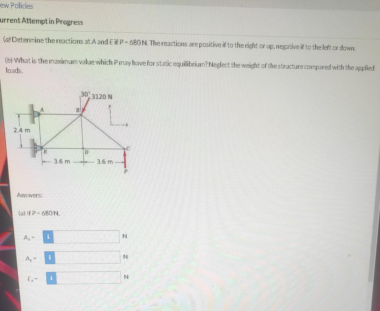 Solved ew Policies urrent Attempt in Progress (a) Determine | Chegg.com
