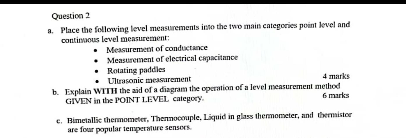 Solved Question 2 a. Place the following level measurements | Chegg.com