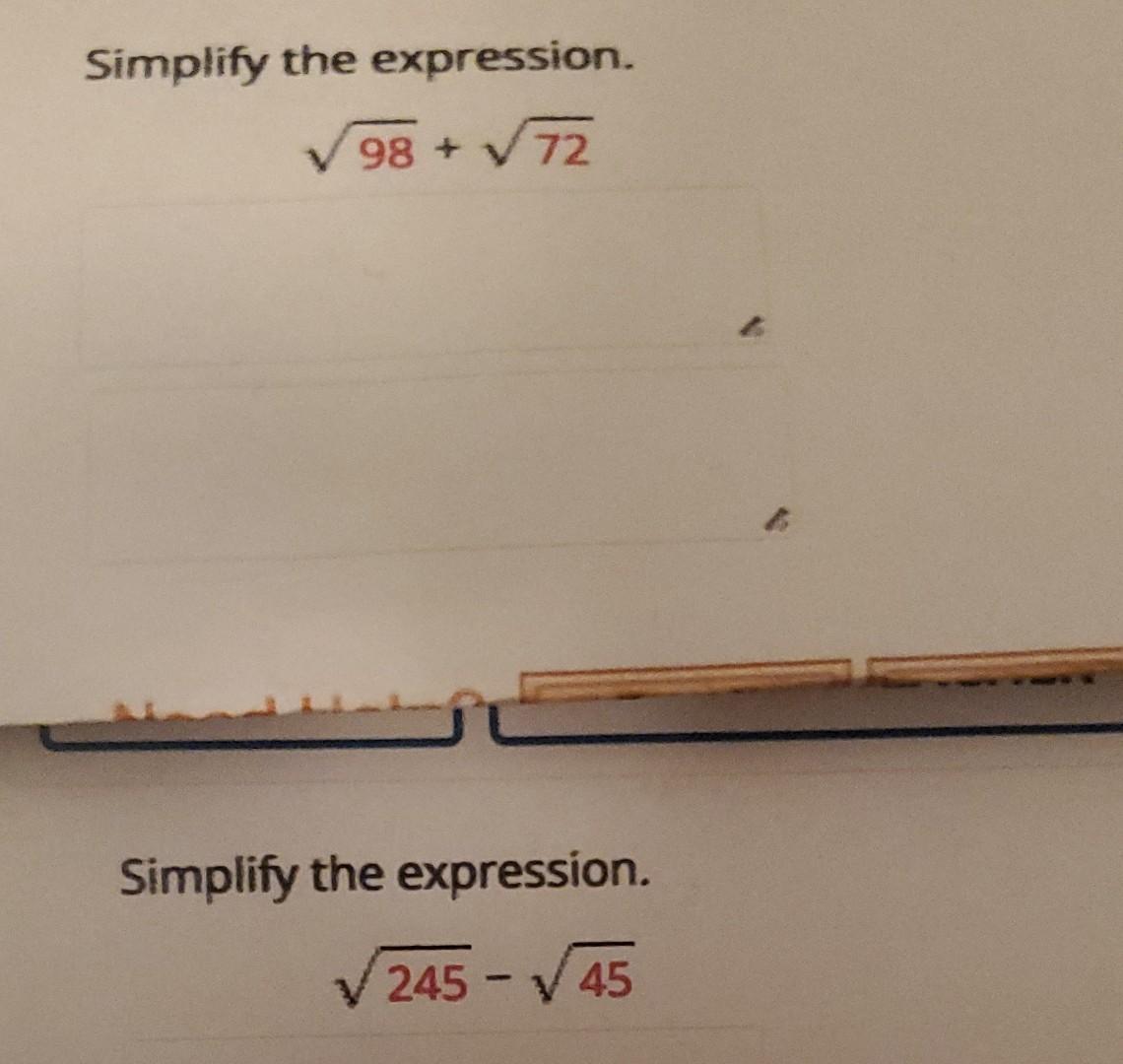 Solved Simplify the expression. 98+72 Simplify the | Chegg.com