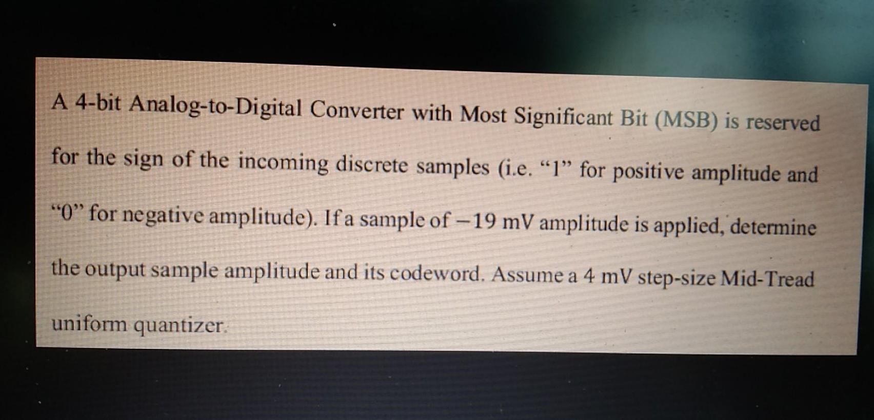 Solved A 4-bit Analog-to-Digital Converter with Most | Chegg.com
