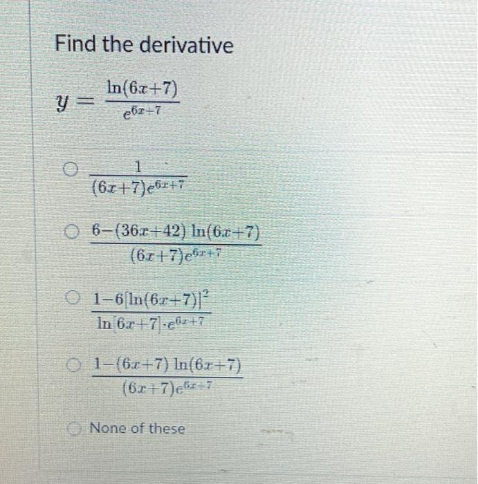 Solved Find the derivative | Chegg.com
