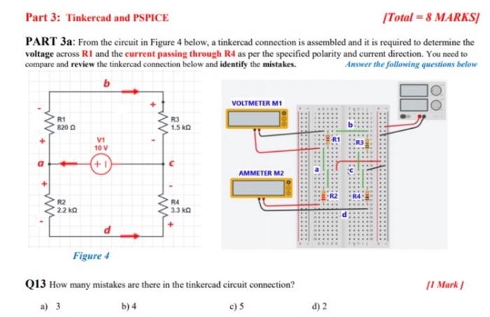 Solved Part 3: Tinkercad and PSPICE Total = 8 MARKS PART 3a: | Chegg.com