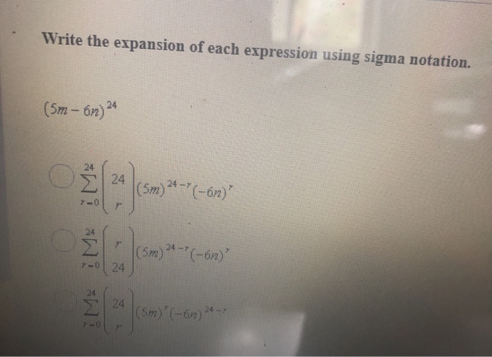 Solved Write the expansion of each expression using sigma | Chegg.com