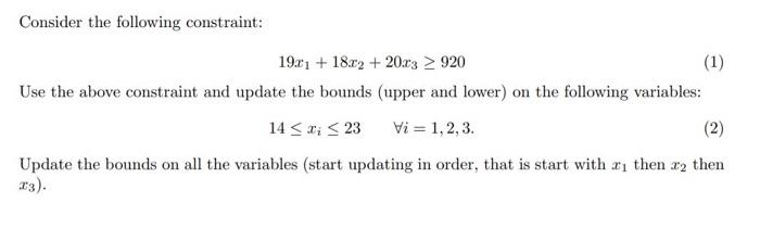 Solved Consider the following constraint: 19xı + 1802 + 2003 | Chegg.com