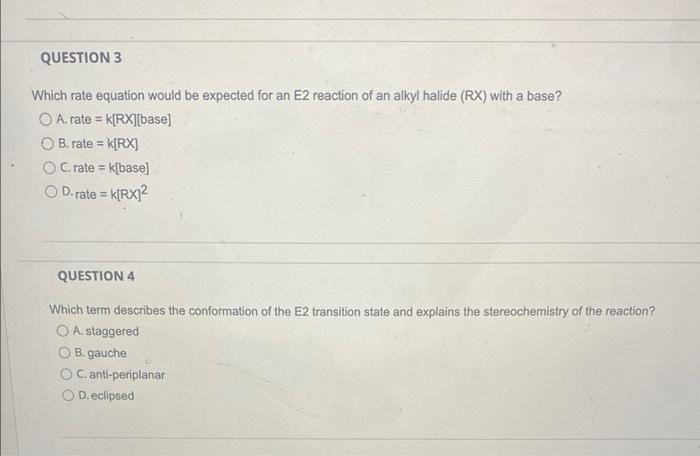 Solved Which rate equation would be expected for an E2 | Chegg.com