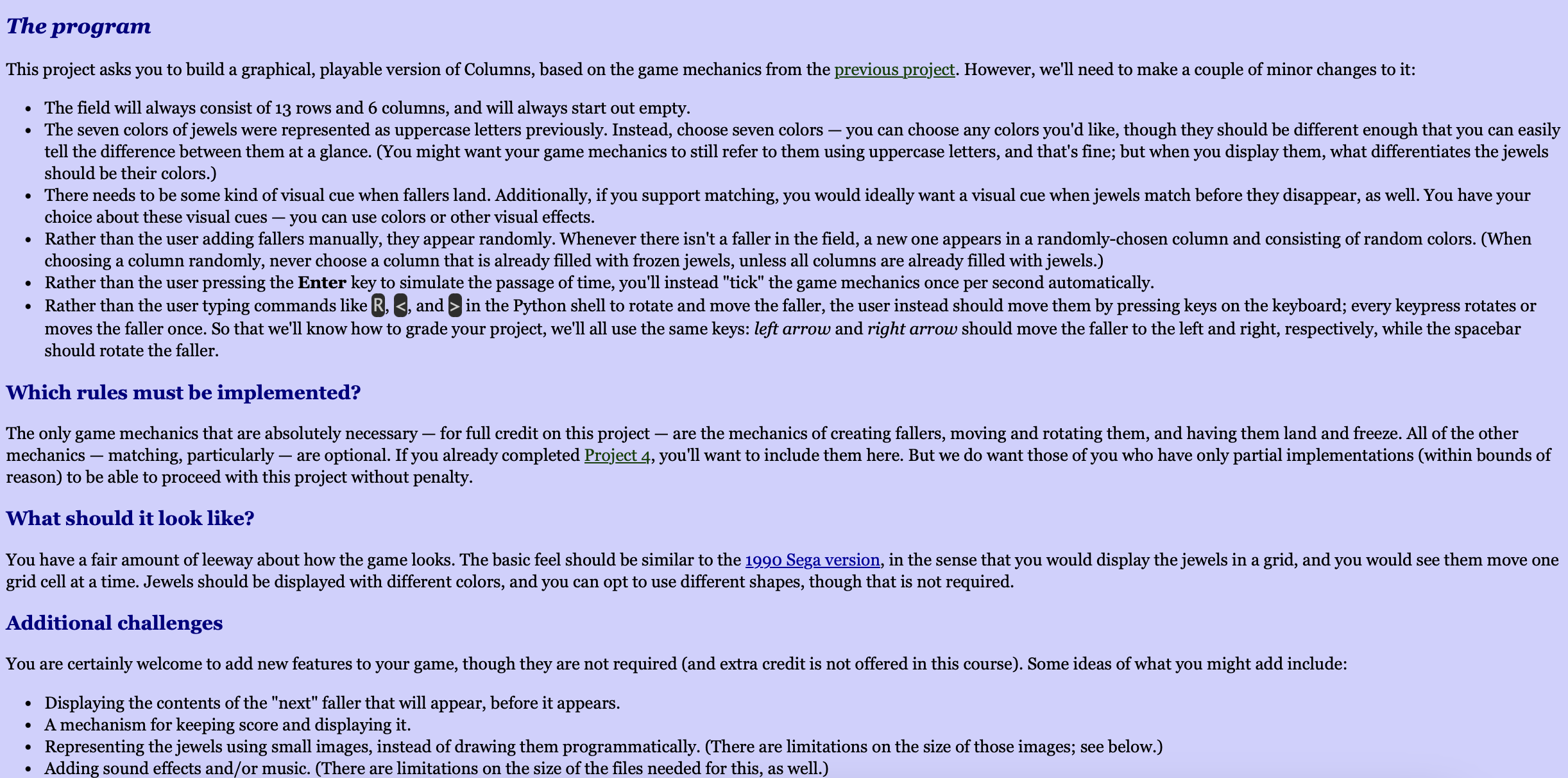 Solved Build a graphical, playable version of Columns, based | Chegg.com