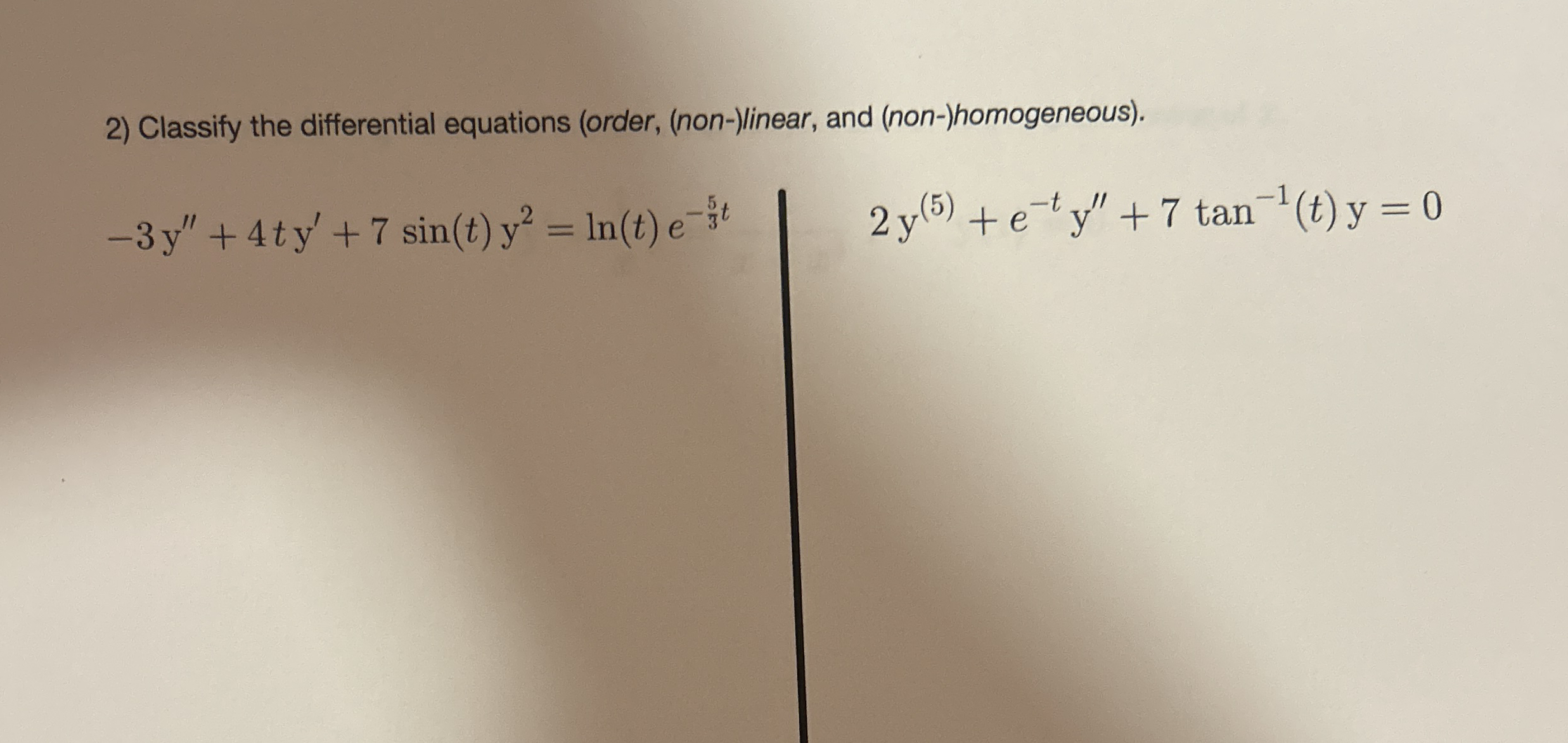 Classify the differential equations | Chegg.com