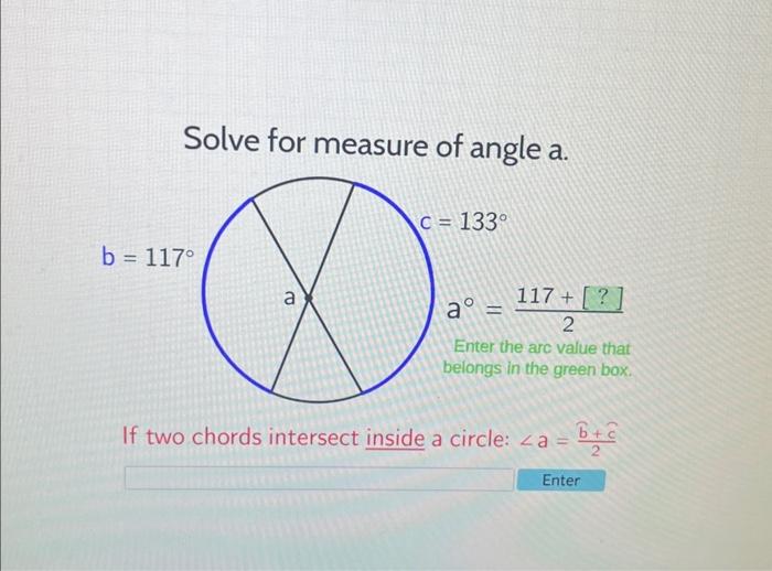 Solved Solve for measure of angle a. If two chords intersect | Chegg.com