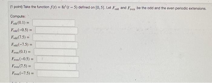 (1 point) Take the function f(t)=8t3(t−5) defined on | Chegg.com