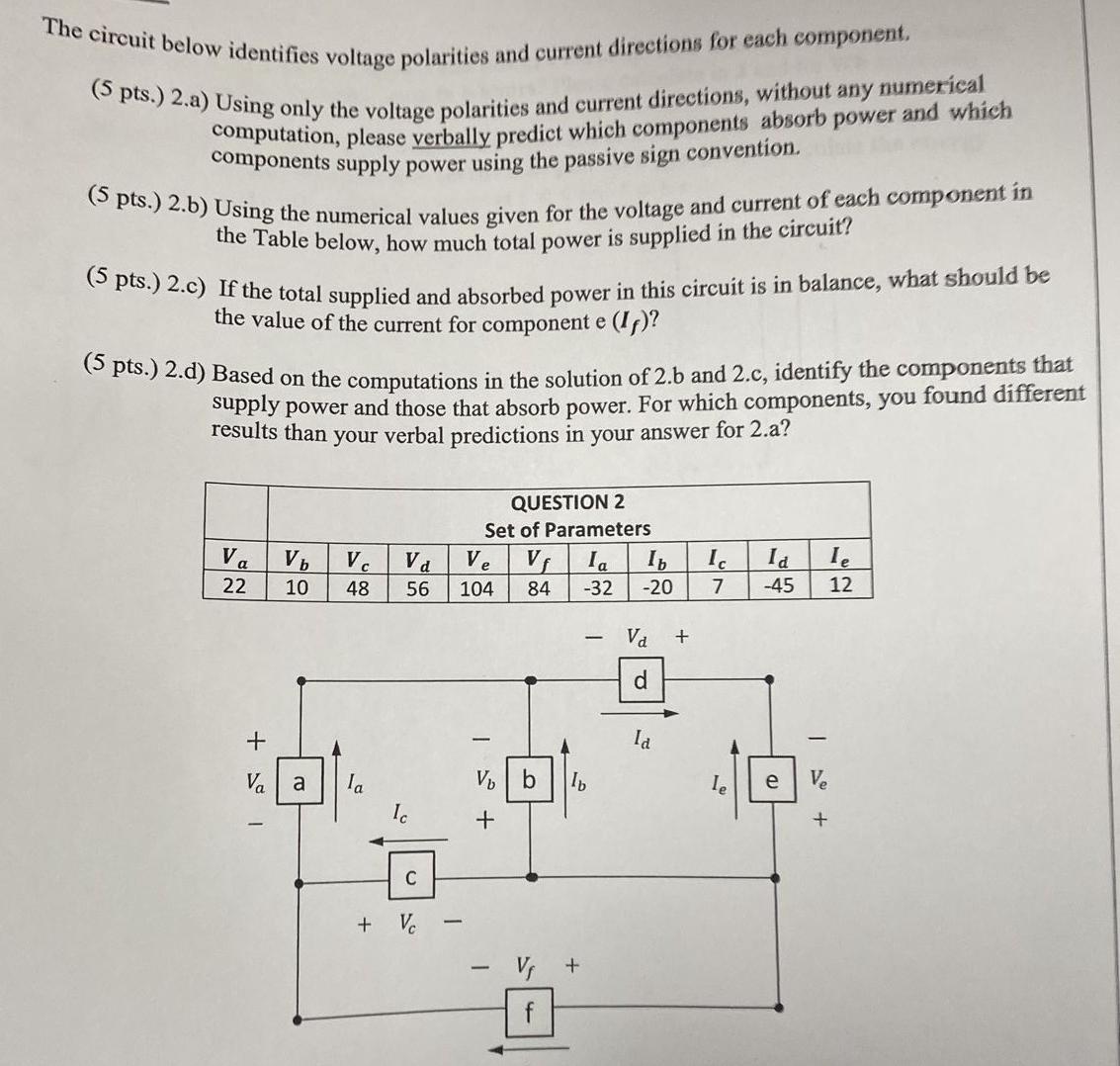 Solved The circuit below identifies voltage polarities and | Chegg.com