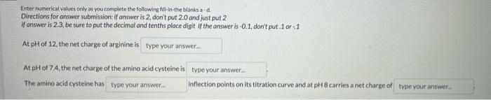 Solved Enter numerical values only as you complete the | Chegg.com