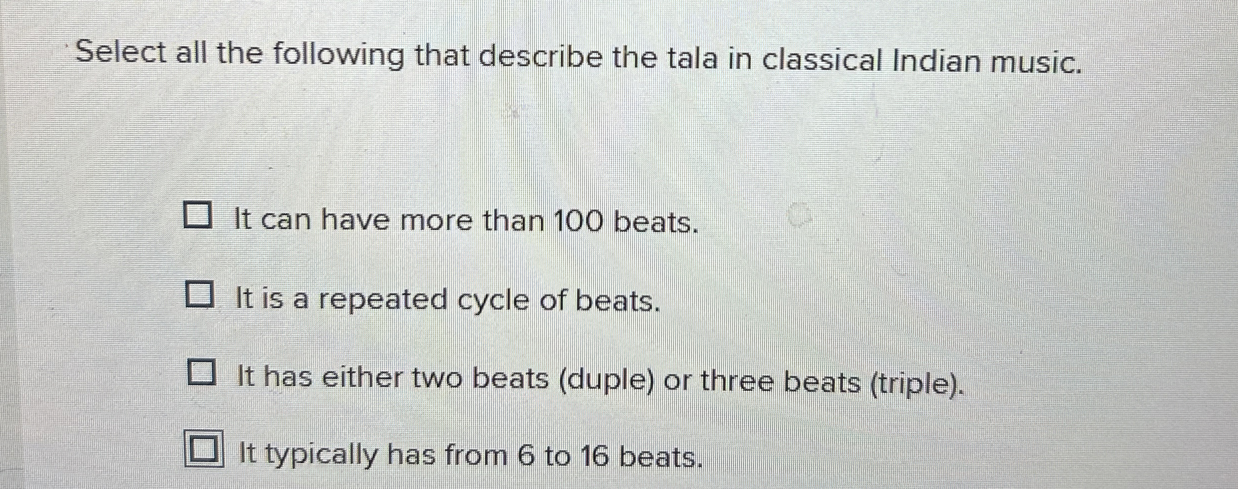 Solved Select all the following that describe the tala in | Chegg.com