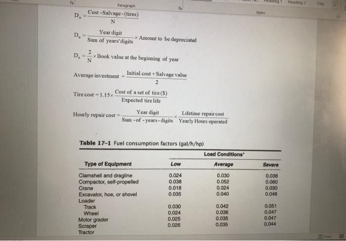 Solved Calculate the expected hourly owning and operating | Chegg.com