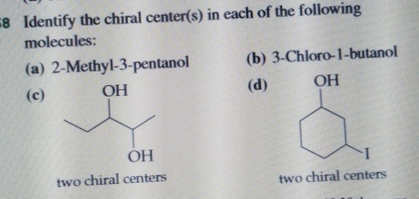 Solved identify the chiral centers in each of the following | Chegg.com