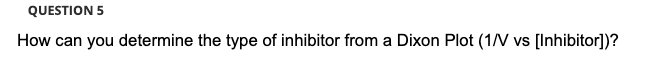 Solved QUESTION 5How can you determine the type of inhibitor | Chegg.com Solved QUESTION 5How can you determine the type of inhibitor | Chegg.com