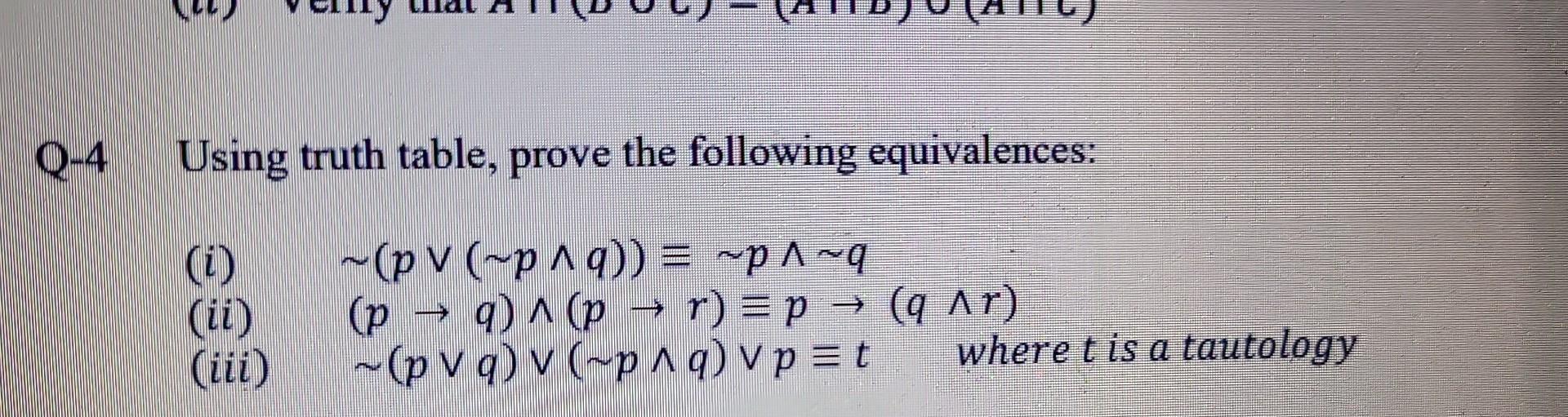 Solved 4 Using truth table, prove the following | Chegg.com