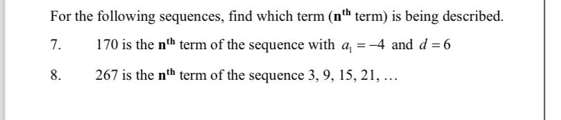 Solved For the following sequences, find which term term | Chegg.com