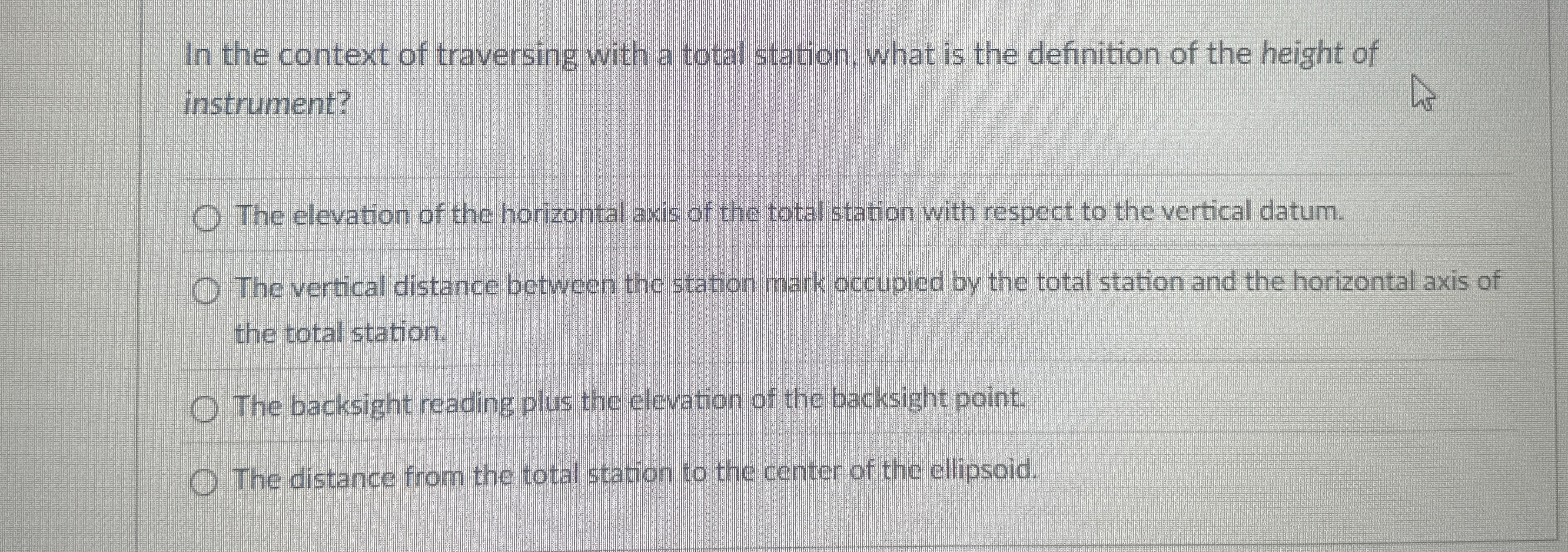 Solved In the context of traversing with a total station, | Chegg.com