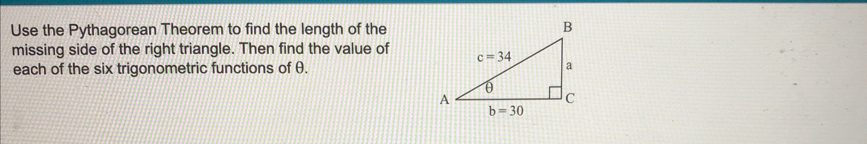 Solved Use the Pythagorean Theorem to find the length of the | Chegg.com