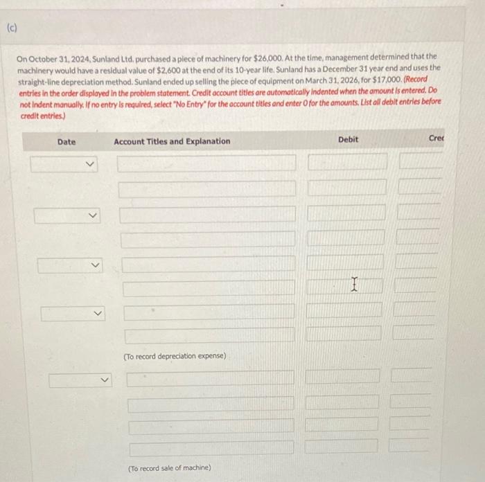 Solved Prepare all necessary journal entries for 2024,2025 , | Chegg.com