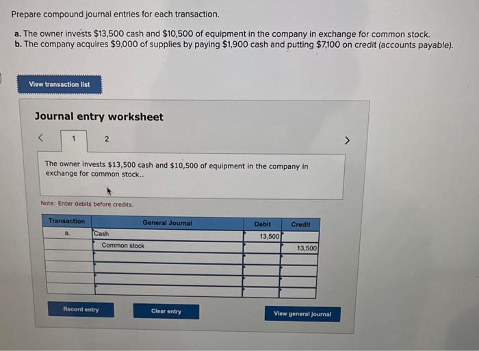 Solved Prepare compound journal entries for each | Chegg.com