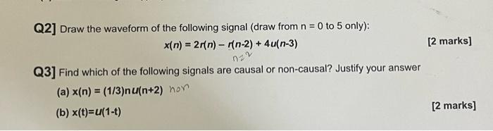 Solved Q2] Draw the waveform of the following signal (draw | Chegg.com